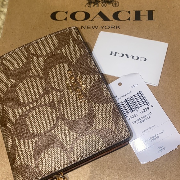 Coach | Bags | Snap Wallet In Signature Canvas | Poshmark